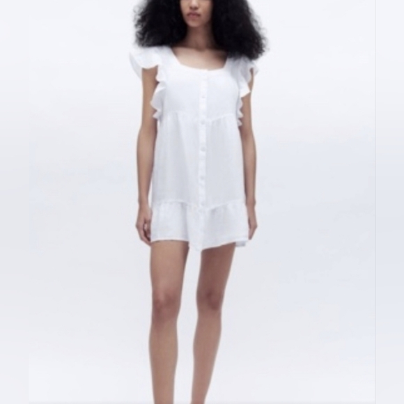 Zara | Dresses | Zara Linen Tired Mini Dresswhite | Poshmark
